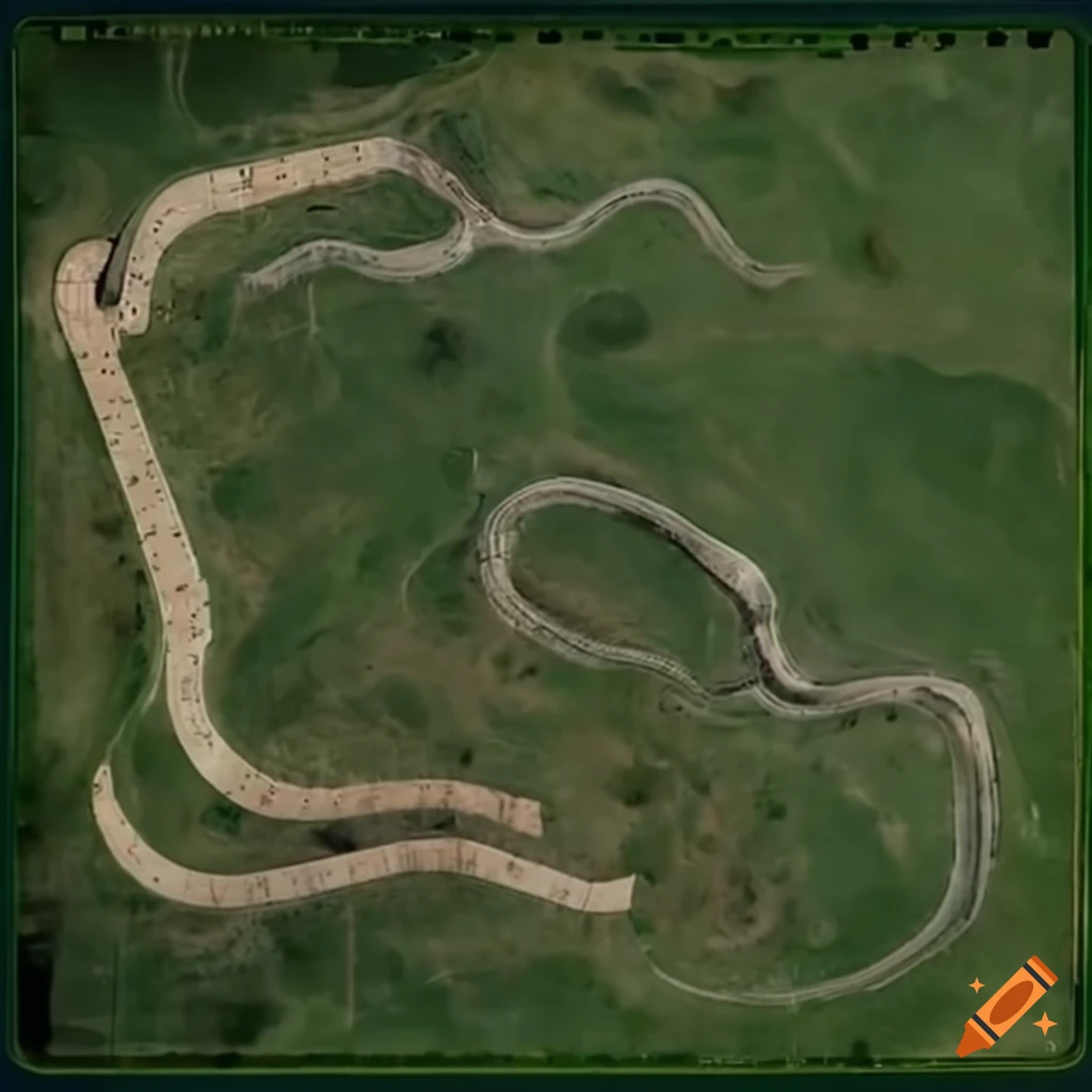 Google Earth satellite view of a race track layout on Craiyon