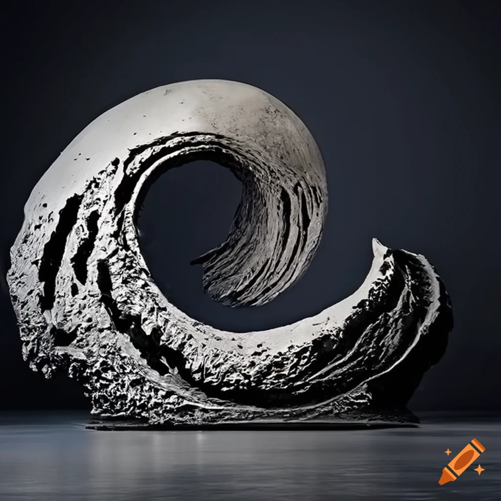 Steel and concrete sculpture of ocean waves on Craiyon