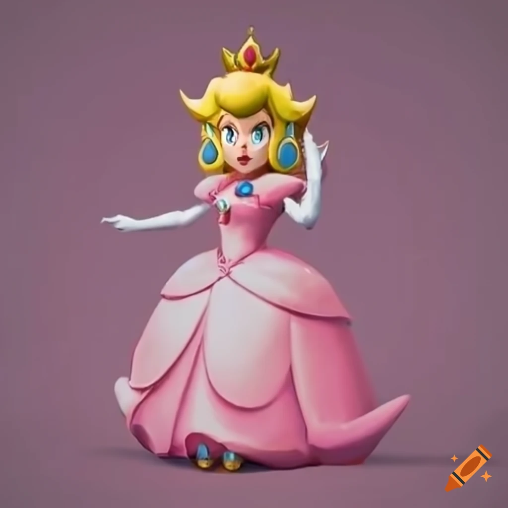 Princess Peach and Link in elegant pink ballgowns posing together on ...