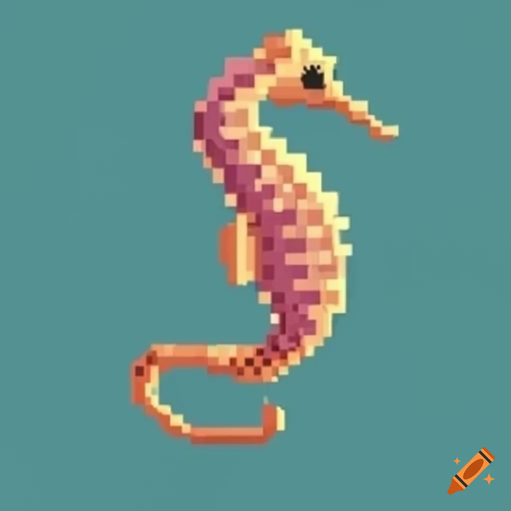 8bit pixel art of a seahorse in a minimalist style on Craiyon