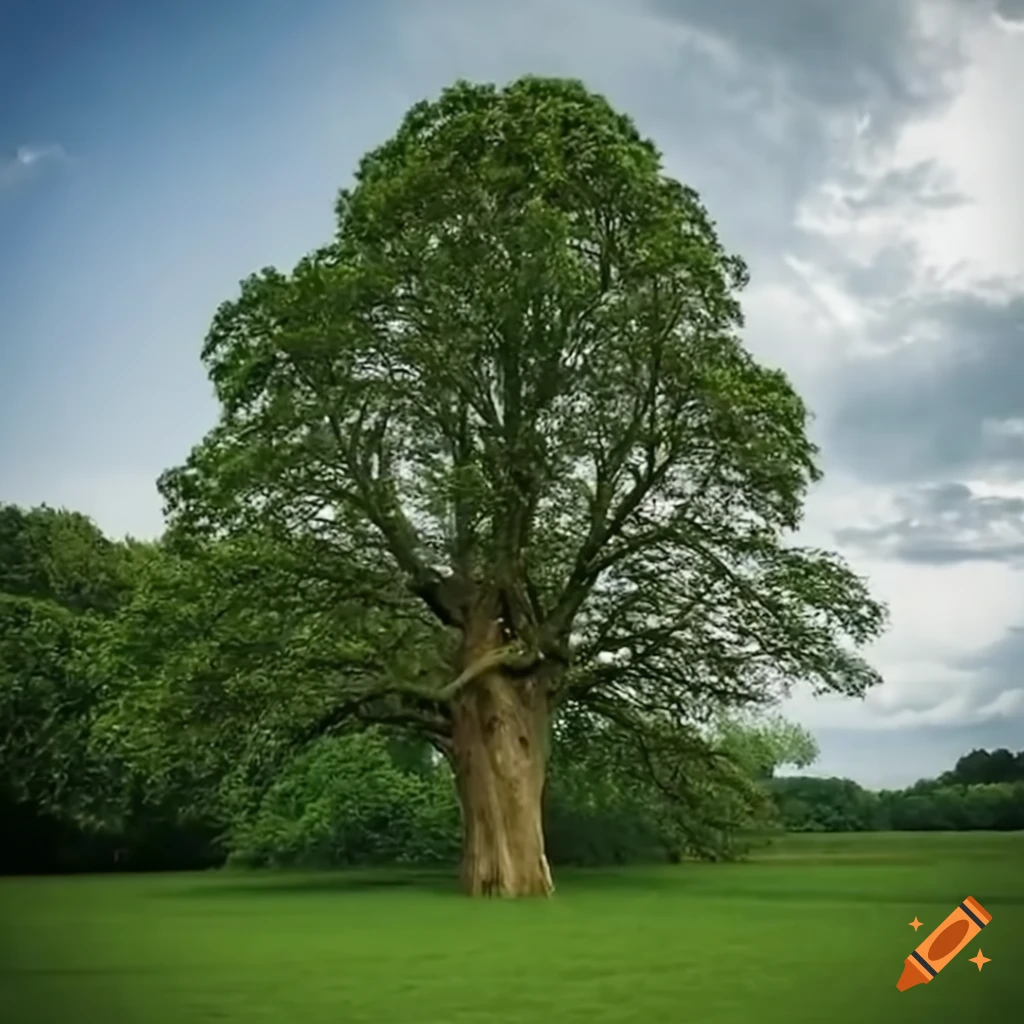 Tall tree with roots in the sky, stars for leaves and moons for fruits ...