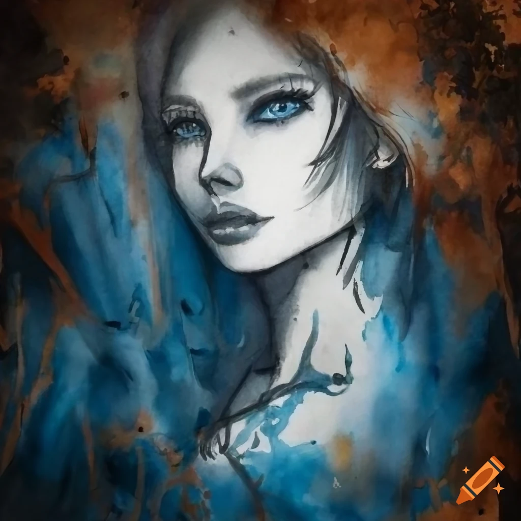 Portrait of a woman in a final fantasy art style with abstract forest ...