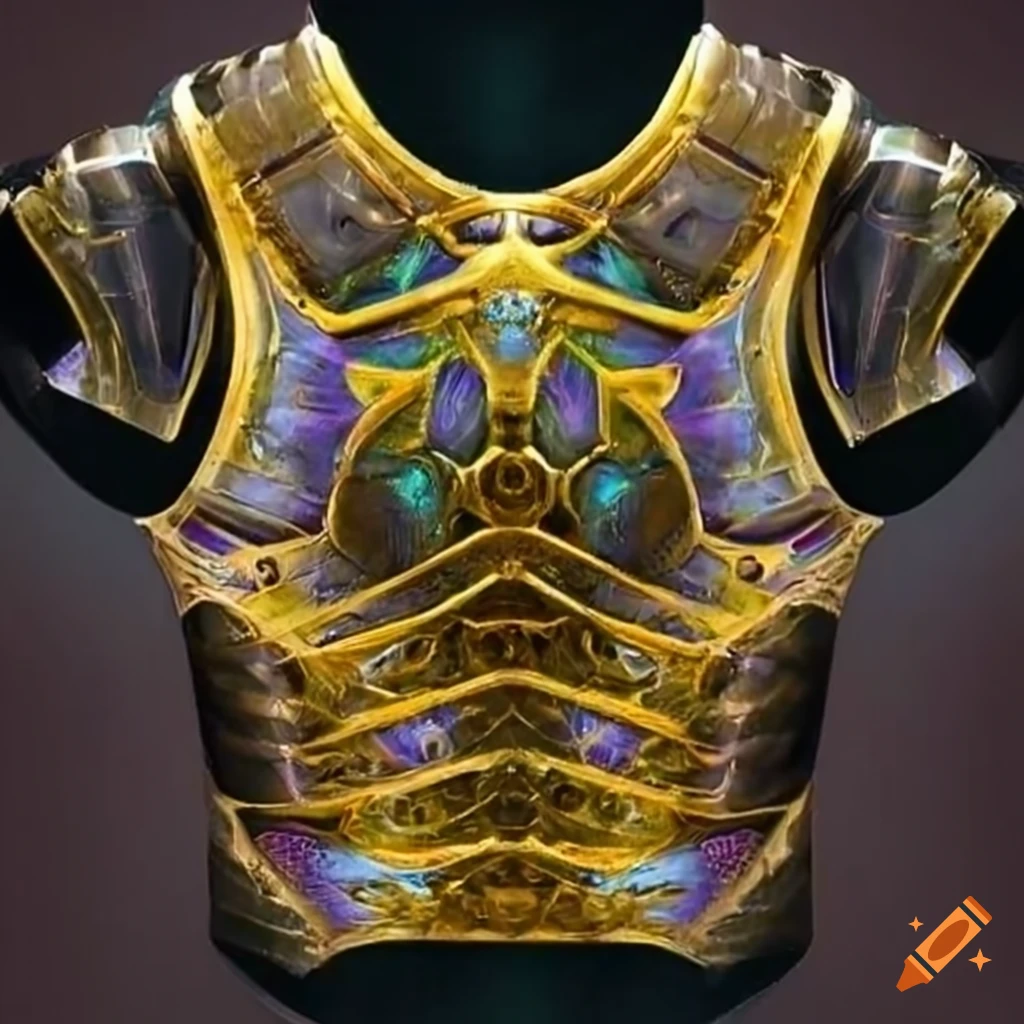Adorned magic massive body armor from front view with vertical symmetry ...