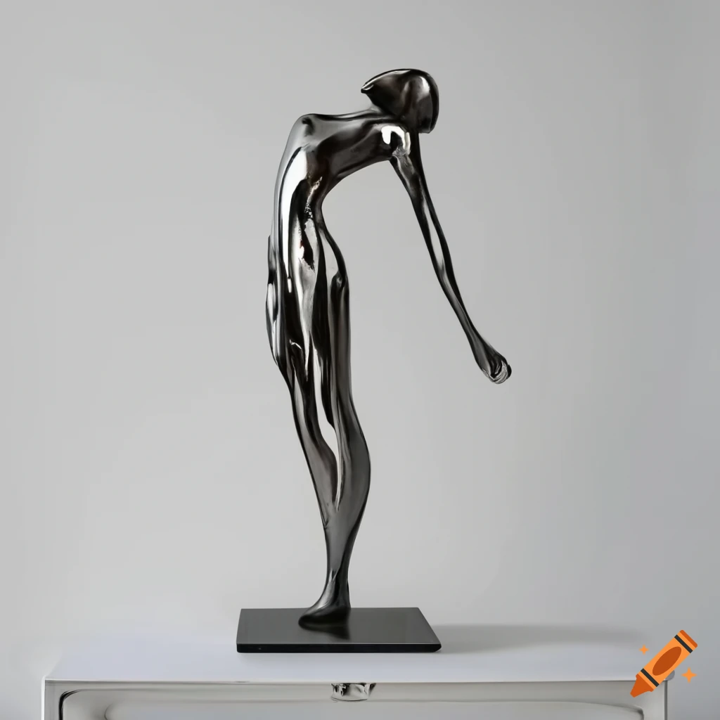 Feminine liquid metal sculpture pose references in abstract flowing ...
