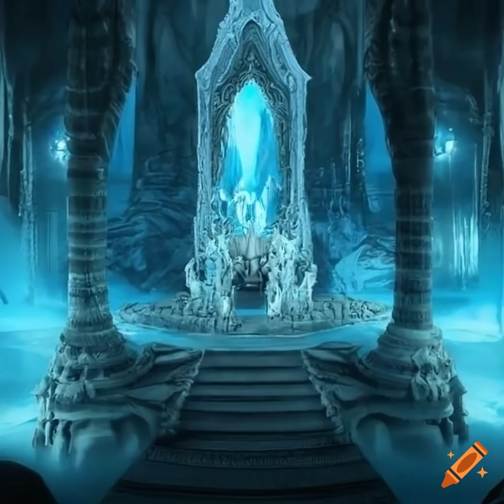Icy throne room of the Lich King in the Citadel on Craiyon