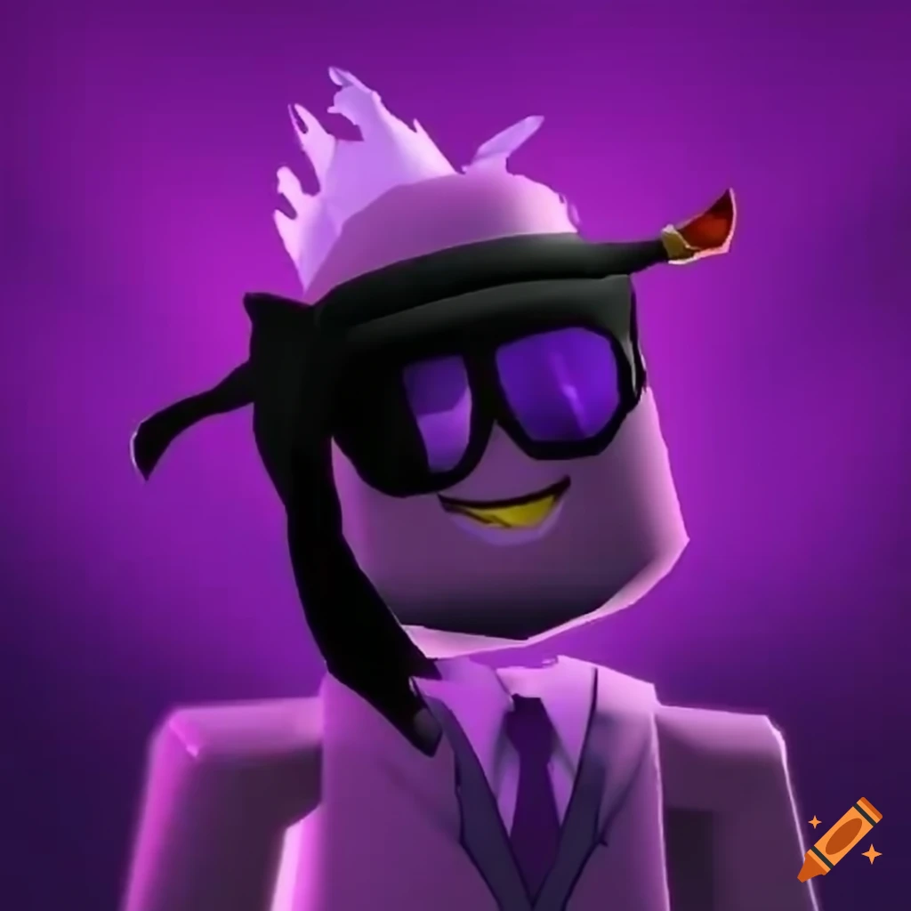 Roblox character in purple and black suit with sunglasses, ninja ...
