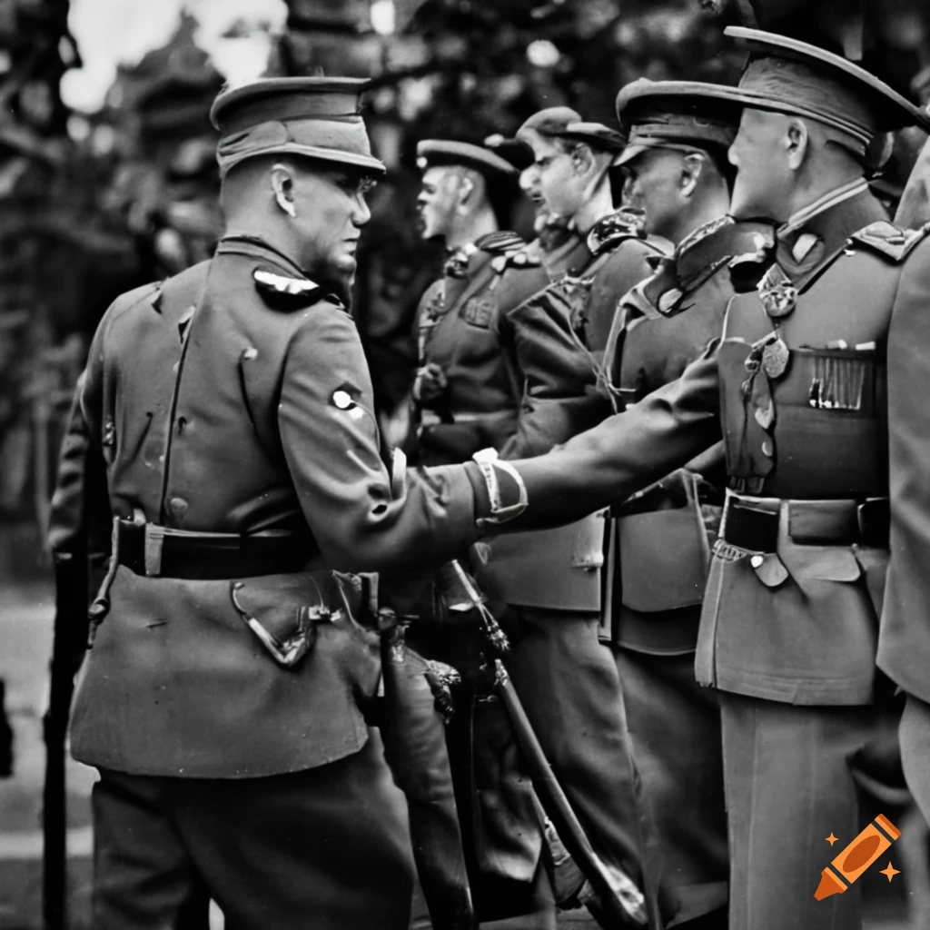 Vibrant and triumphant image of allied troops celebrating the end of ...