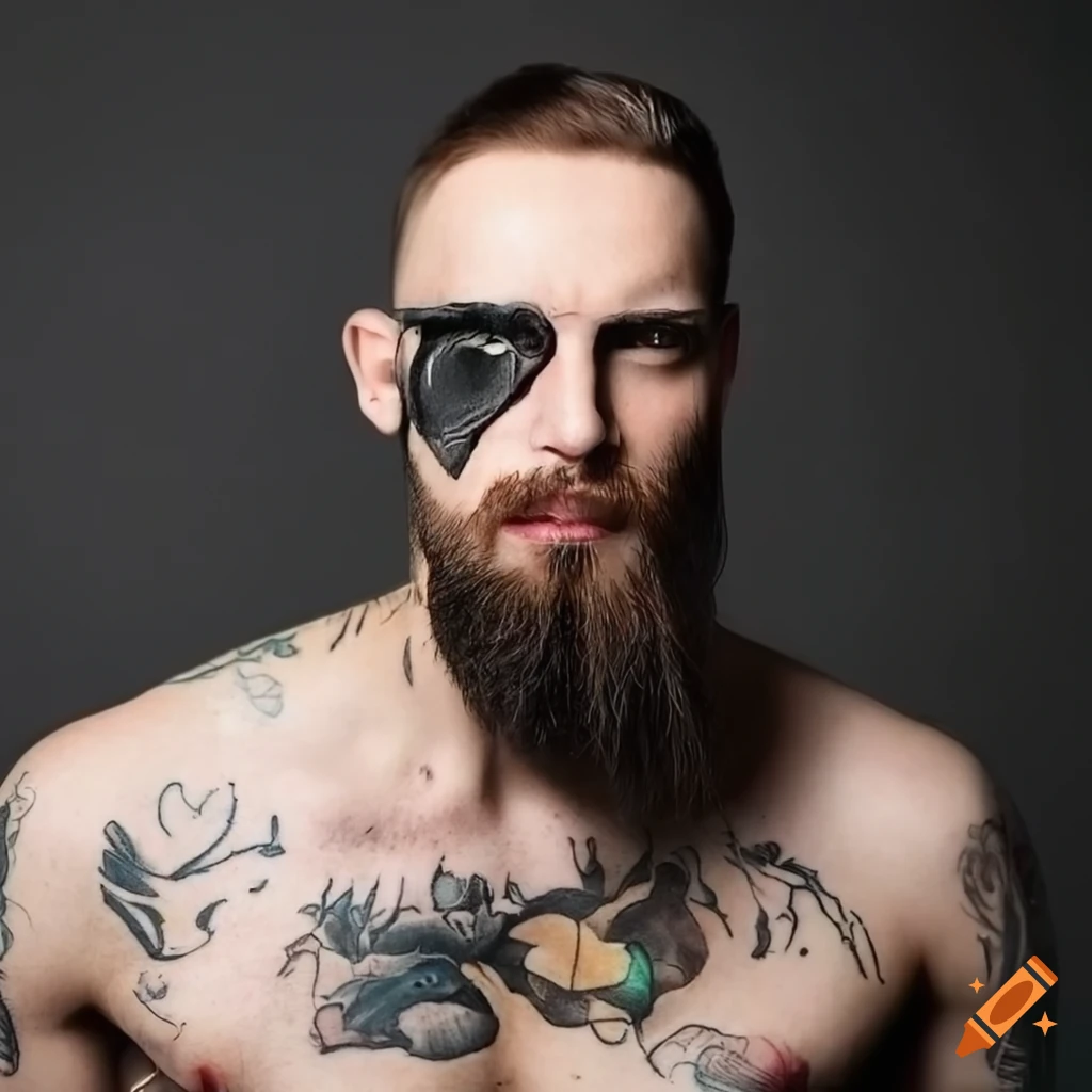 Portrait of a handsome man with beard, sharp facial features, and ...