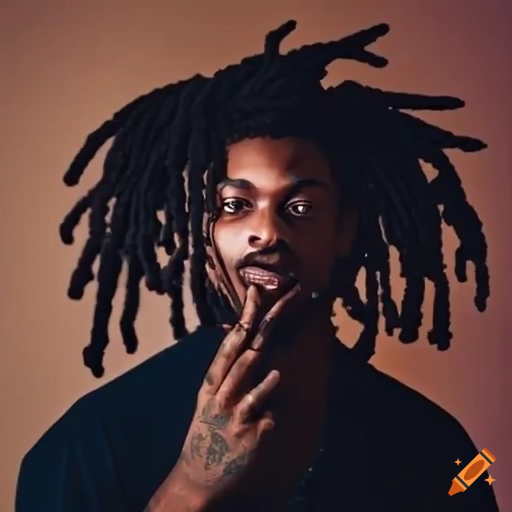 Nonchalant person with dreadlocks striking animated poses on Craiyon