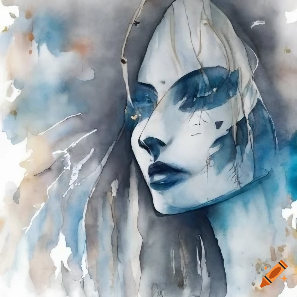 Portrait of a woman in a final fantasy art style with abstract forest ...