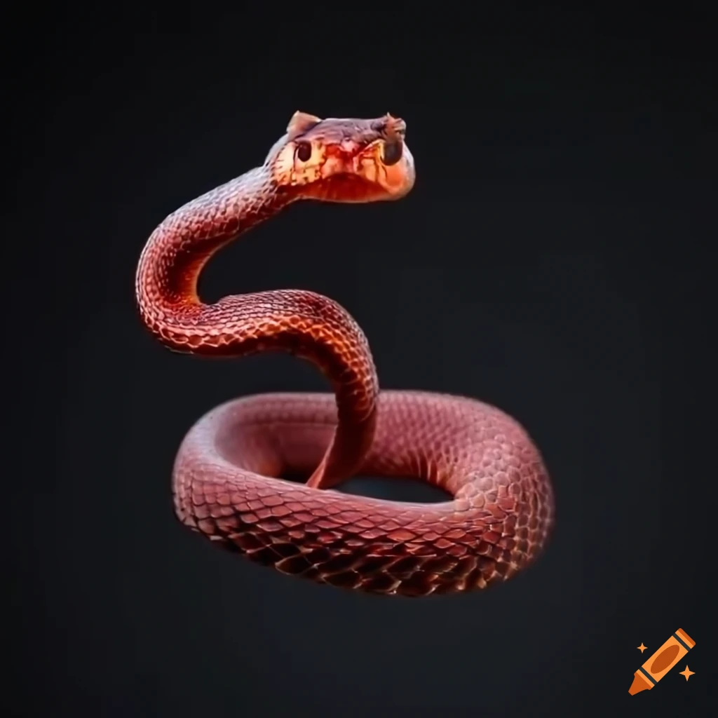 Red and dark-blue viper snake levitating in a blank room facing the ...