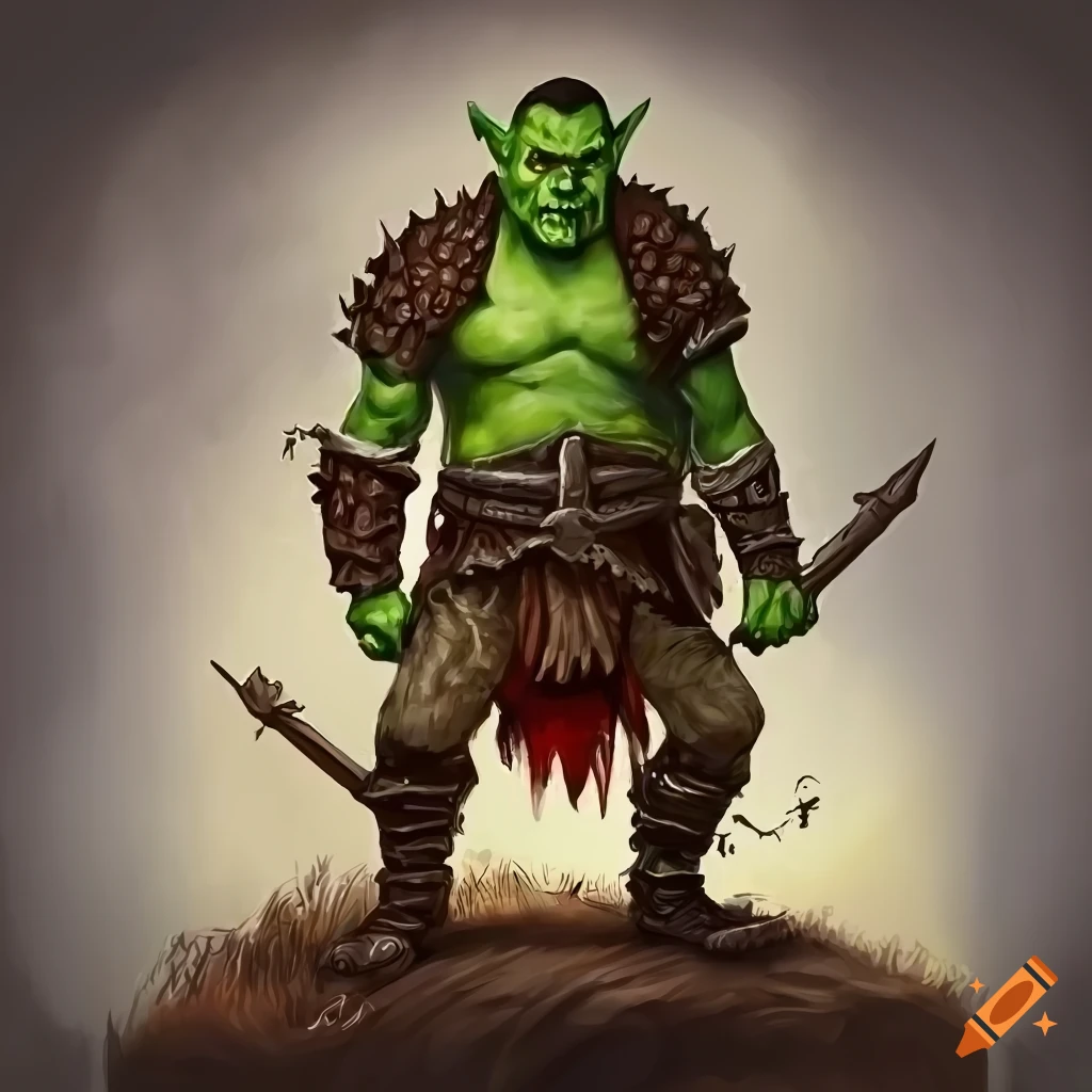 Hand-painted orc warrior in Dungeons and Dragons style fantasy art on ...