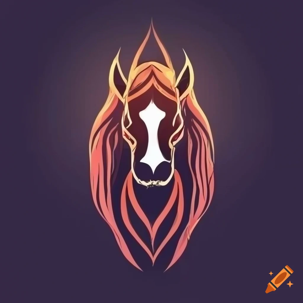 Tribal style frontal horse head for logo design on Craiyon