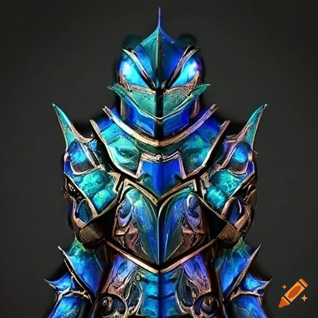 Adorned magic massive body armor front view with vertical symmetry on ...