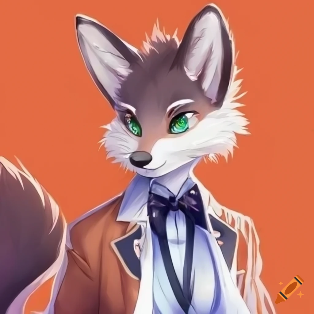 Anime anthropomorphic fox furry character on Craiyon