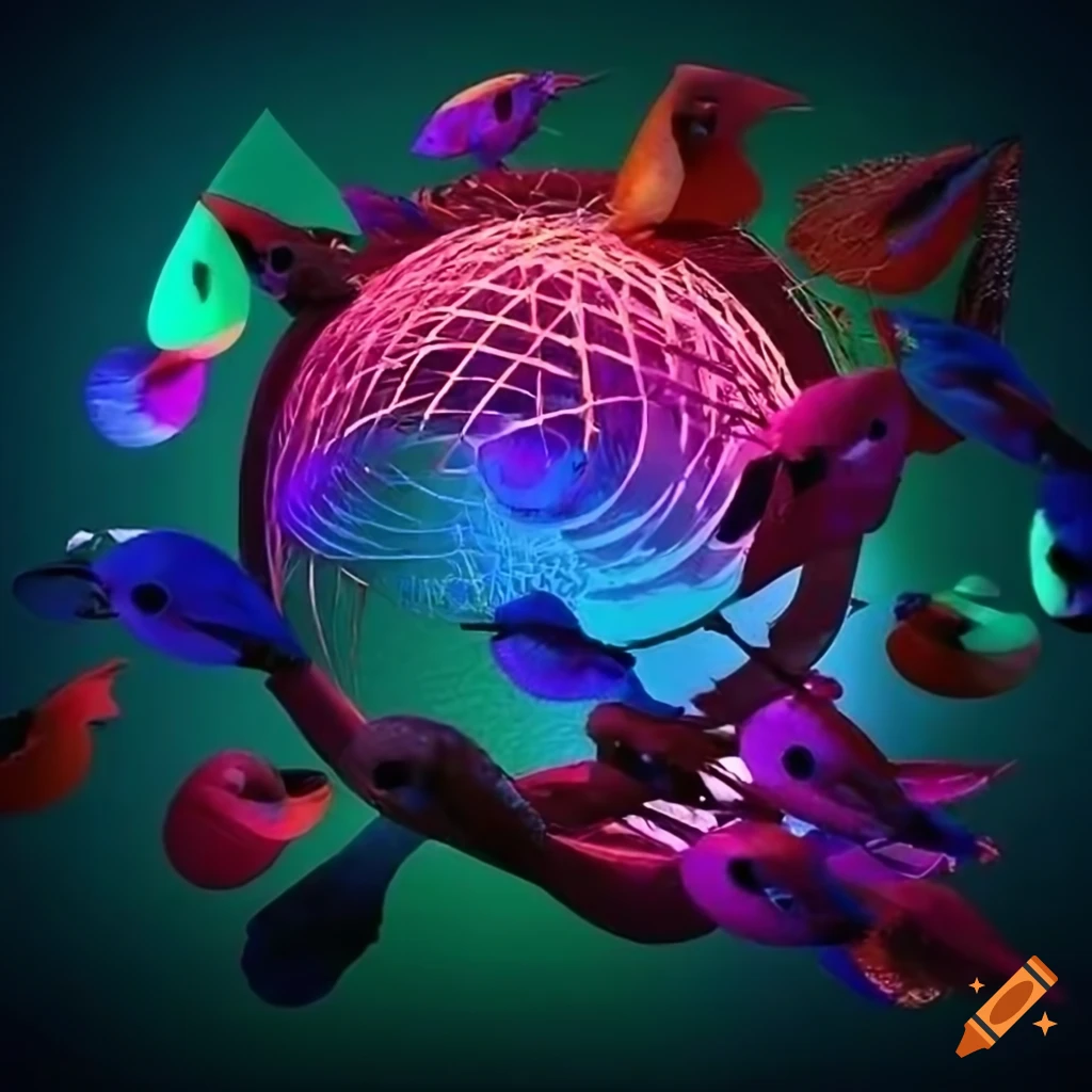 Installation design for birds of mind dj duo with a captivating bird ...