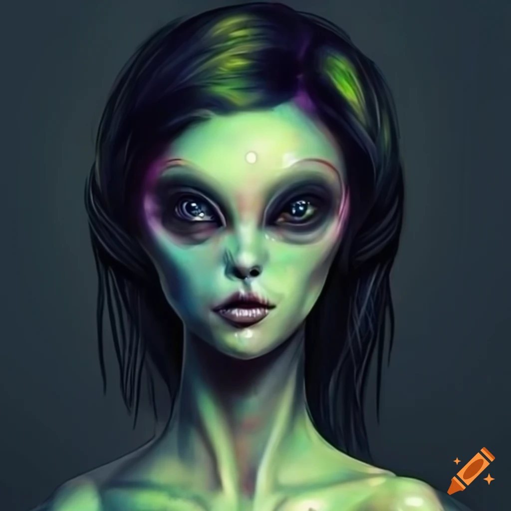 Alien girl character on Craiyon