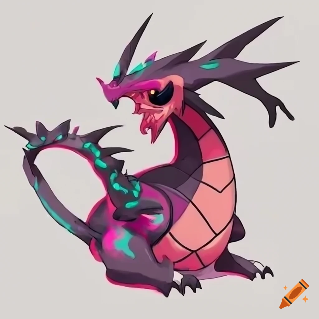 Dragon-poison type pokemon with a skull for a face on Craiyon
