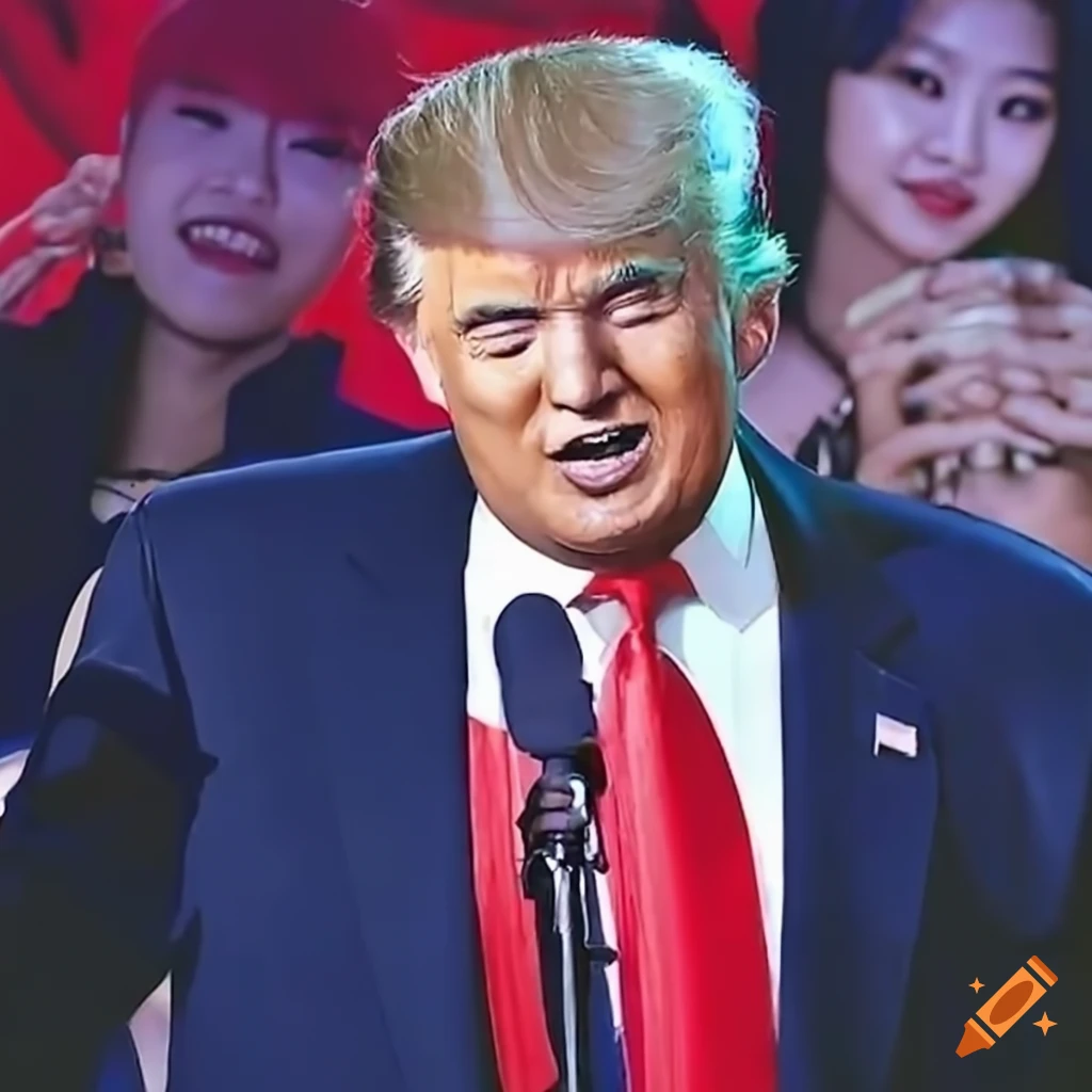 Satirical depiction of donald trump as a k-pop idol on Craiyon