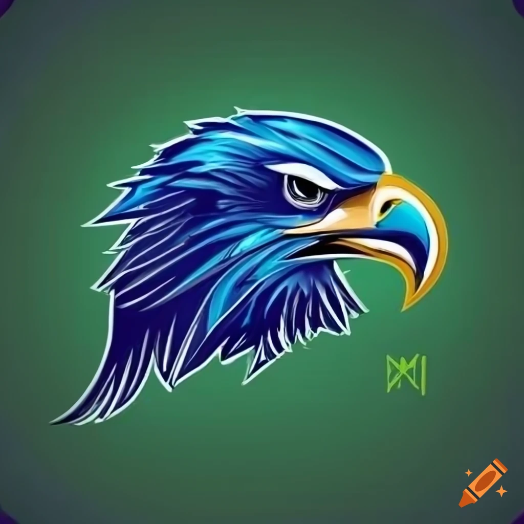 Noble eagle sports logo in royal blue, deep green, and stark black ...