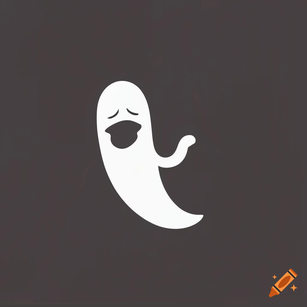 Cute minimalistic ghost glyph in black and white on Craiyon
