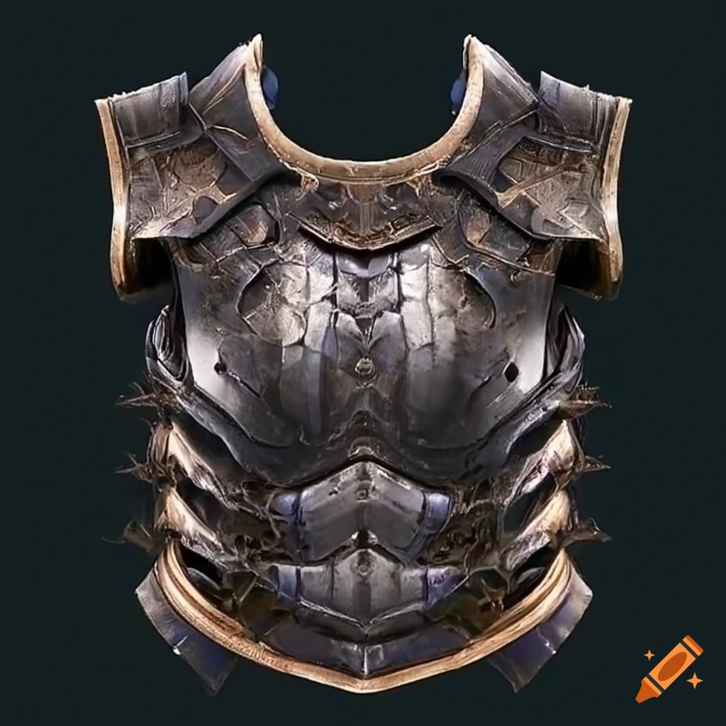 Adorned magic massive body armor front view with vertical symmetry on ...