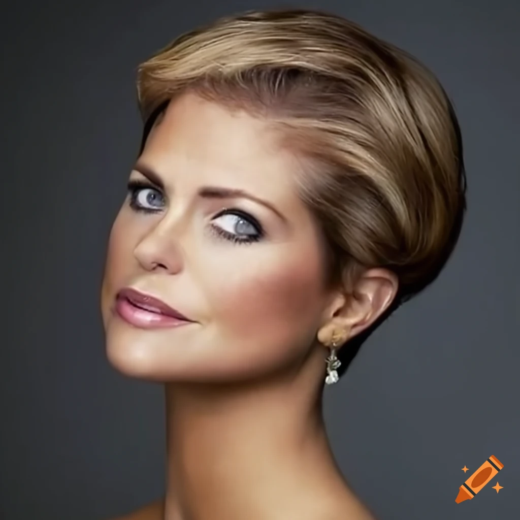 Close-up of princess madeleine with a pixie cut hairstyle on Craiyon