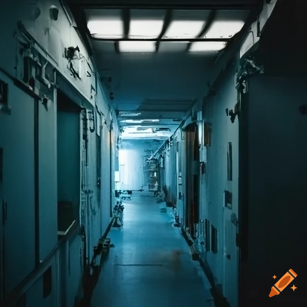 Hallway in an aircraft carrier on Craiyon