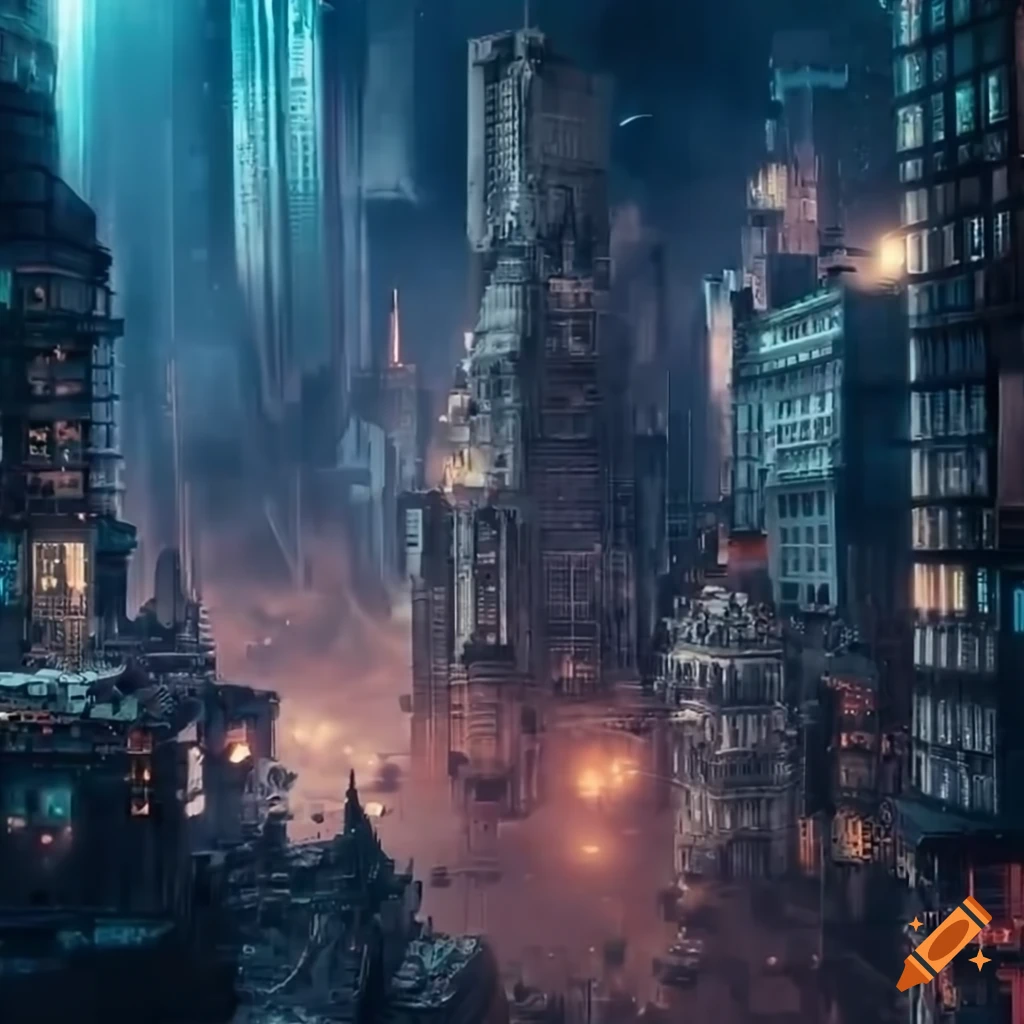 Sci-fi city map with intricate streets in high resolution on Craiyon