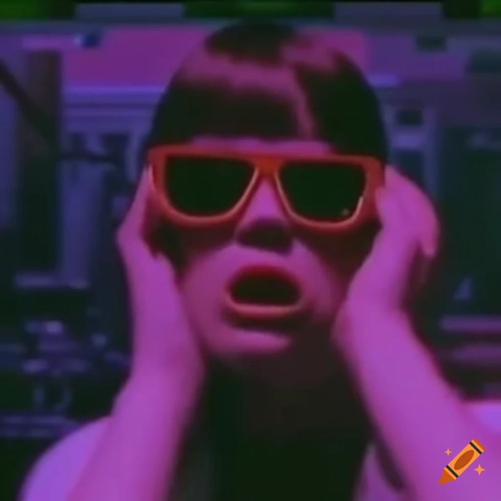 1990s arcade computer fun with psychedelic sunglasses on Craiyon