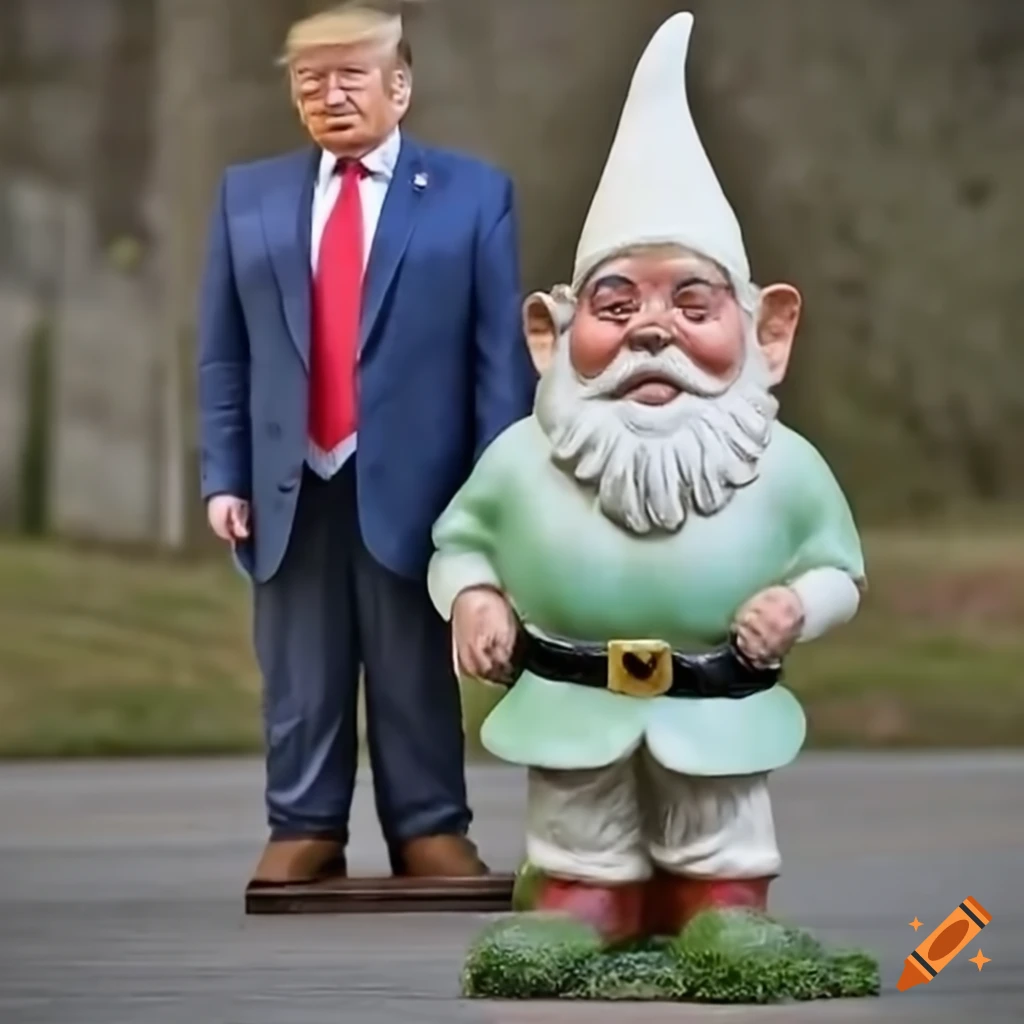 Political satire with donald trump and jd vance as a garden gnome on ...