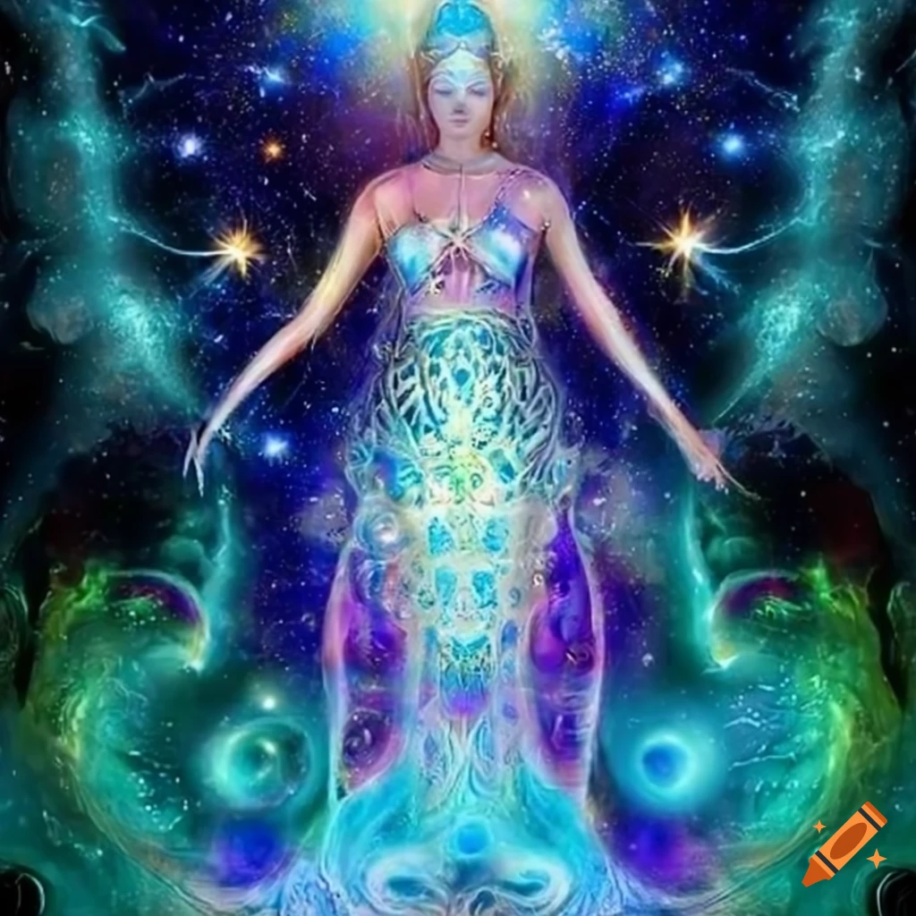 Blinding radiant energy cosmic queen goddess adalline on Craiyon