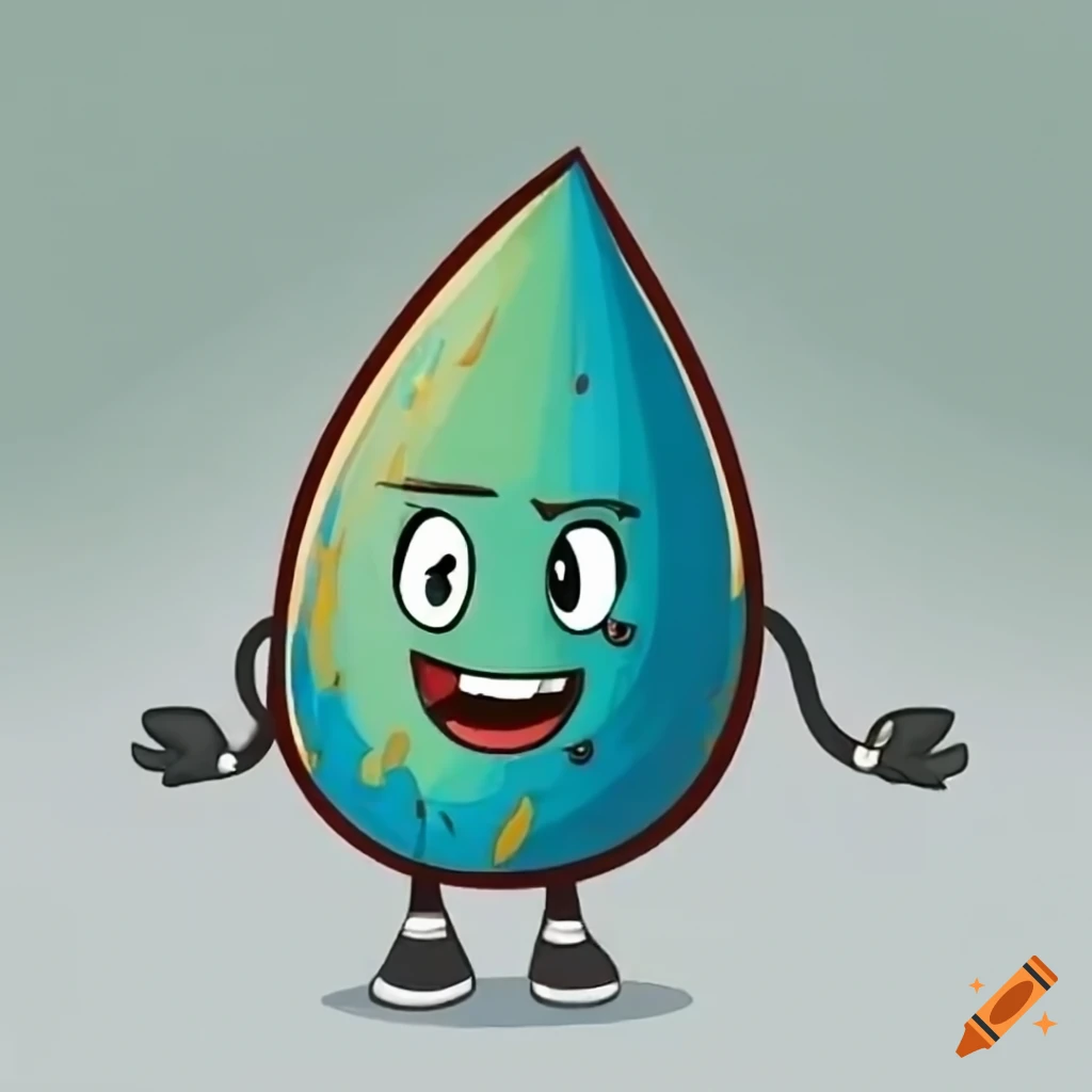 Cartoon raindrop mascot surviving in desert reality tv competition on ...