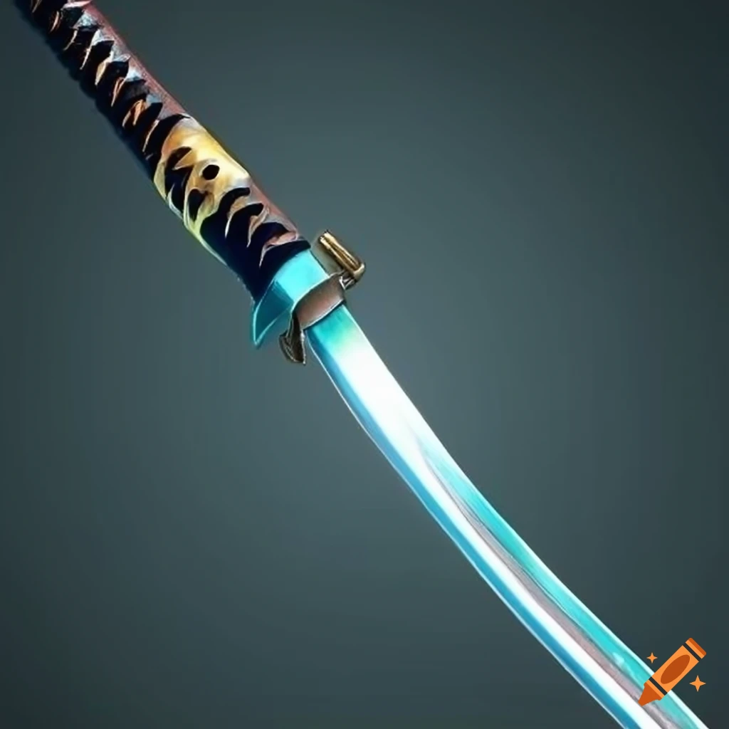 Katana blade with shimmering wave patterns and pearlescent sheen on Craiyon