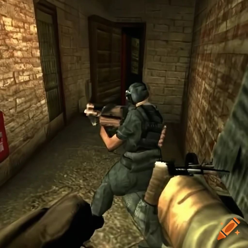 Player in action in Counter-Strike Source on Craiyon