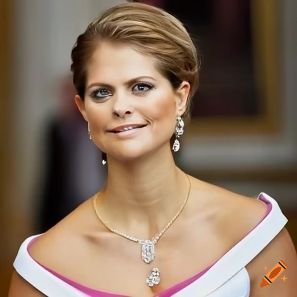 Swedish Princess Madeleine with a stylish pixie haircut on Craiyon