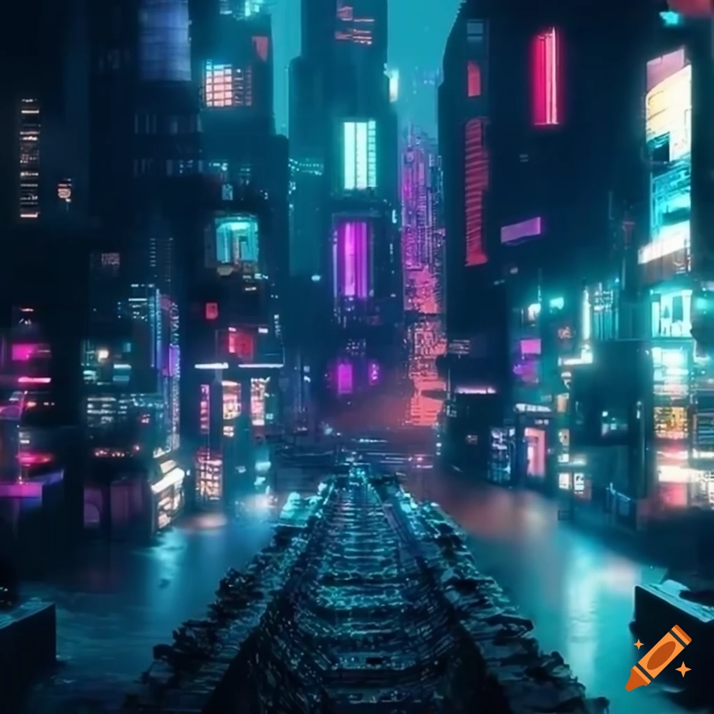Stunning cyberpunk cityscape in high definition digital art on Craiyon