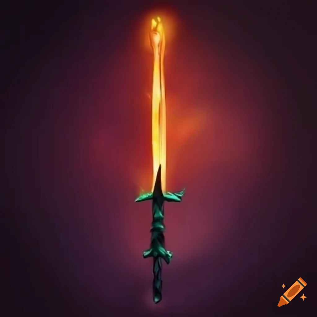Intricately detailed glowing fire sword with spell-like runes on Craiyon
