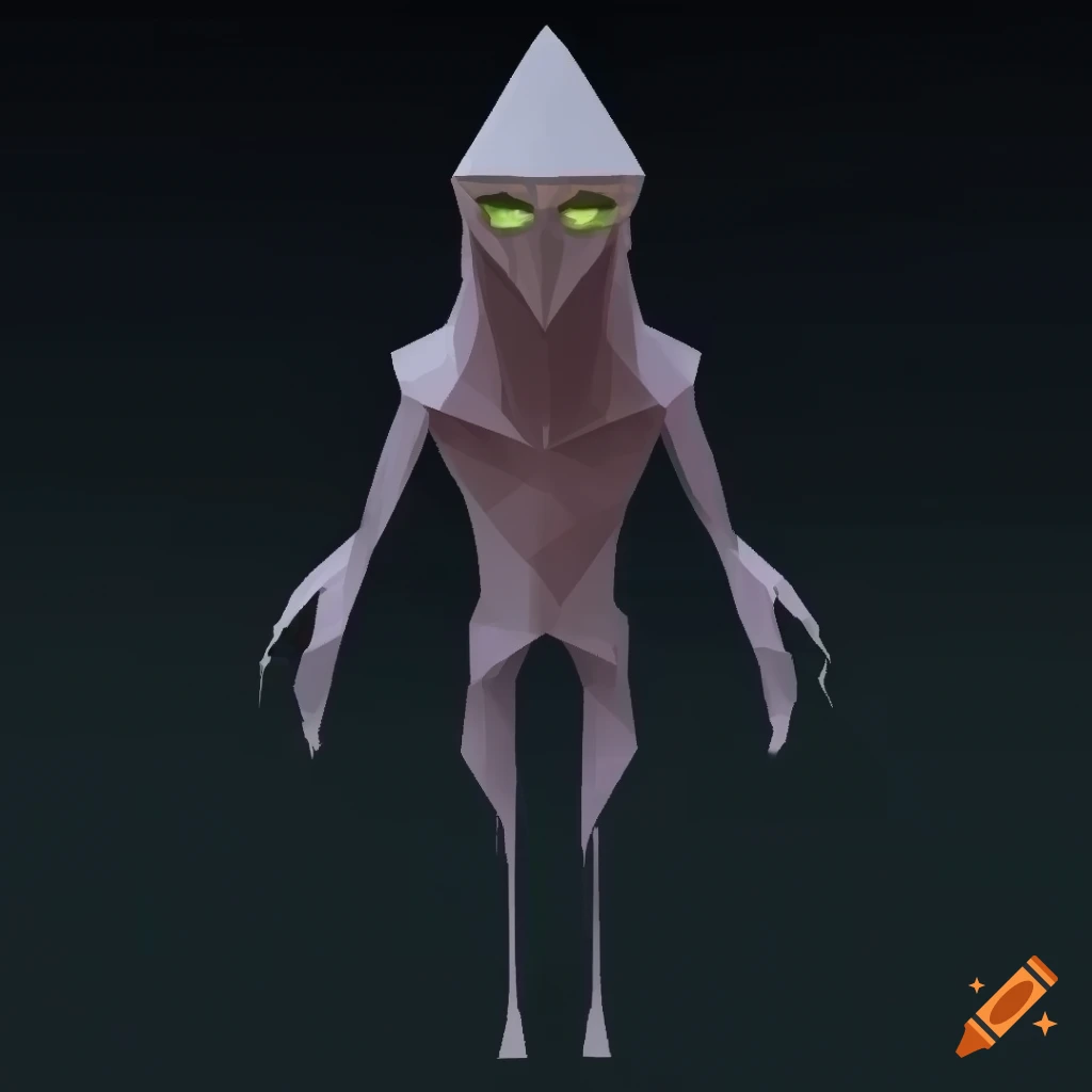Small medieval twisted phantom creature in low poly style on Craiyon