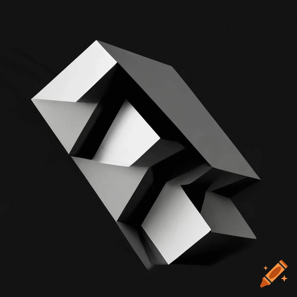 Penrose triangles optical illusion in surreal white, black and white ...
