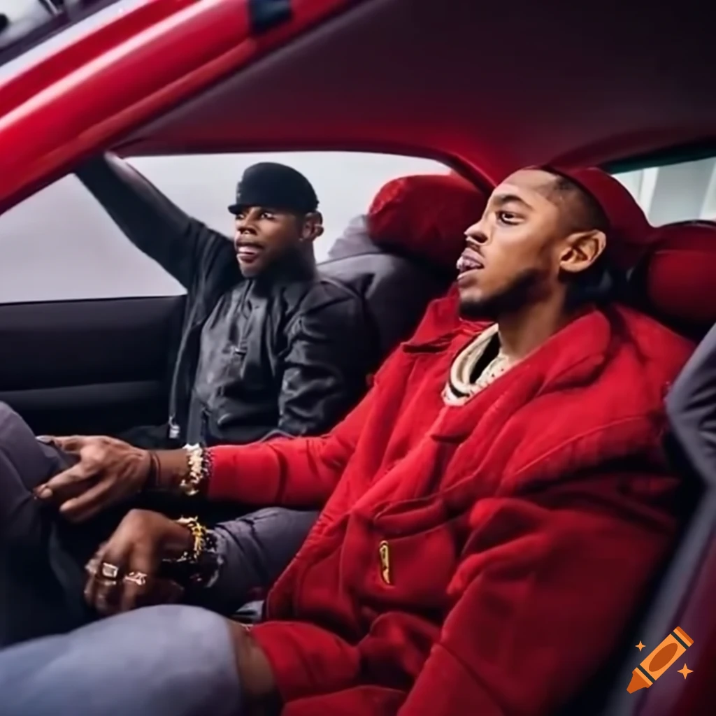 Carmelo hayes driving ferrari with kendrick lamar on Craiyon