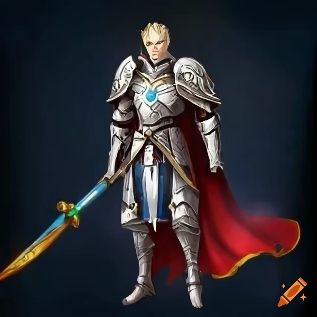 Anime elite commander paladin in medieval armor with elven jewels ...