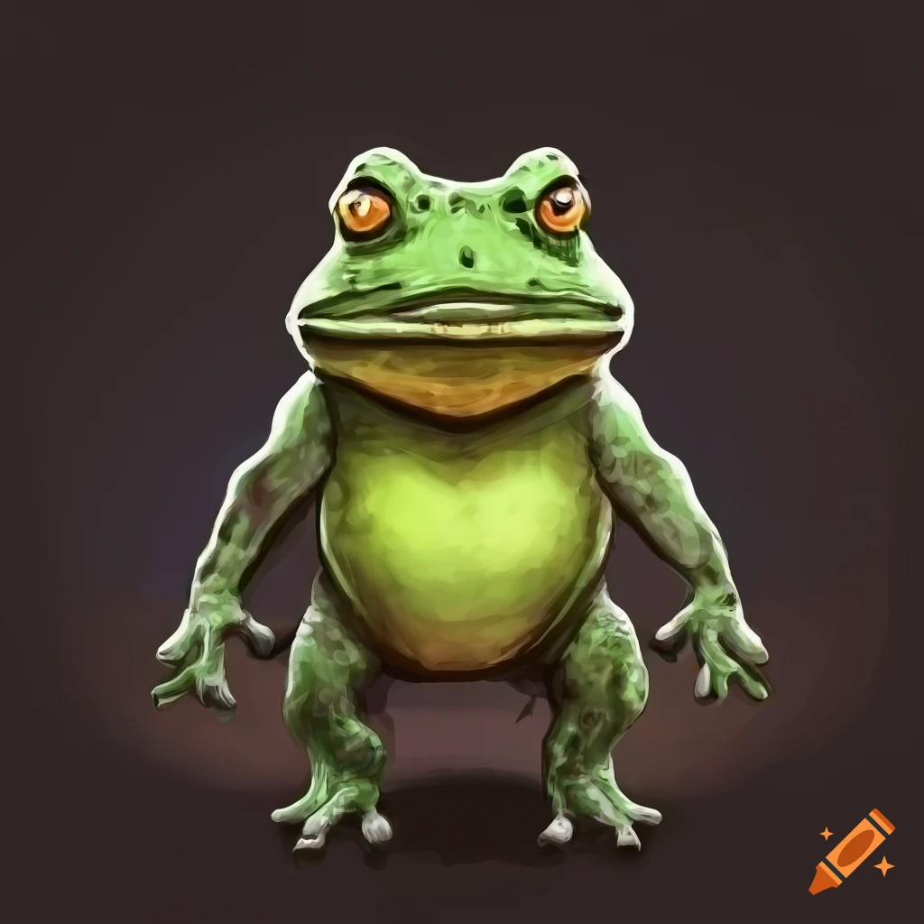 Aggressive bullfrog in a dungeons and dragons style fantasy art ...