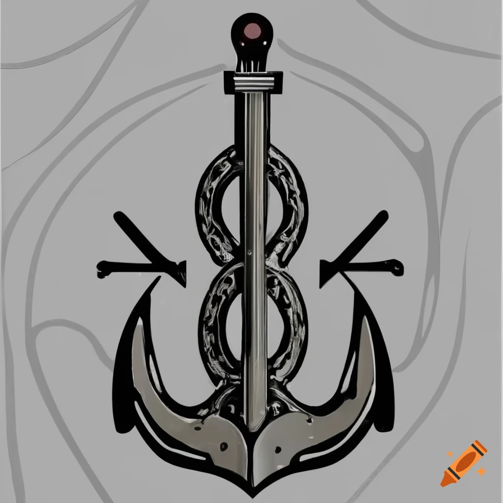 Art Deco anchor guitar design in 2D art on Craiyon