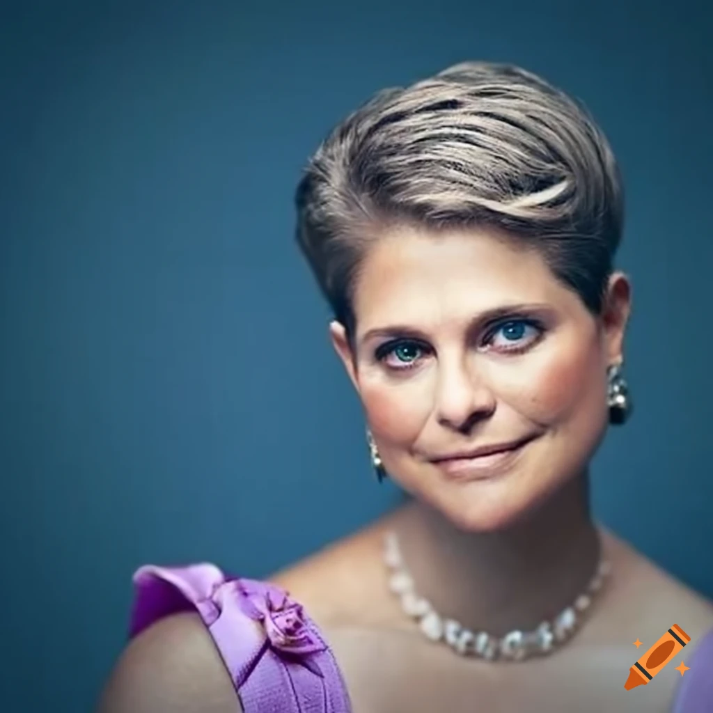 Swedish princess Madeleine with a stylish Boyish pixie cut on Craiyon