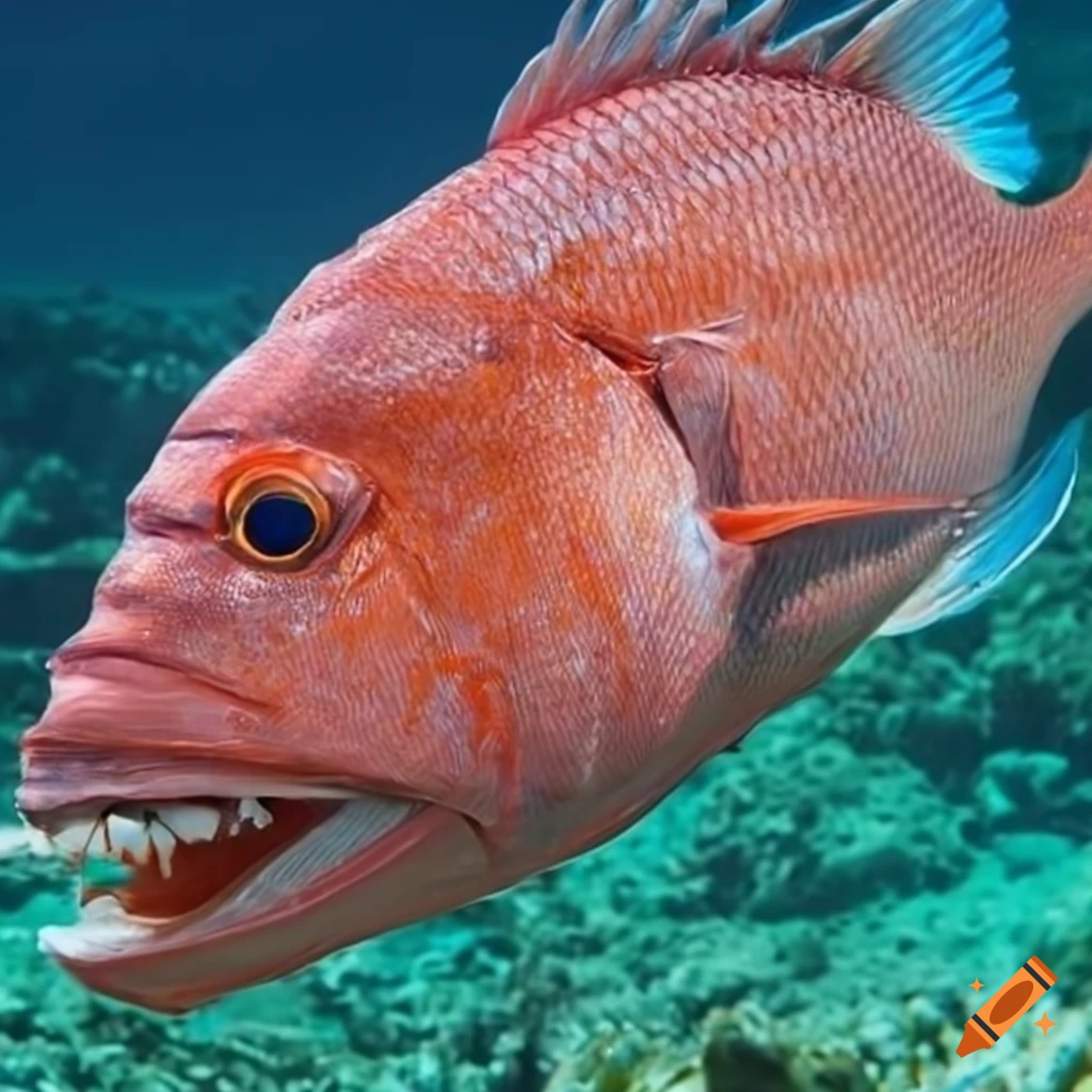 Red snapper with unique teeth on Craiyon
