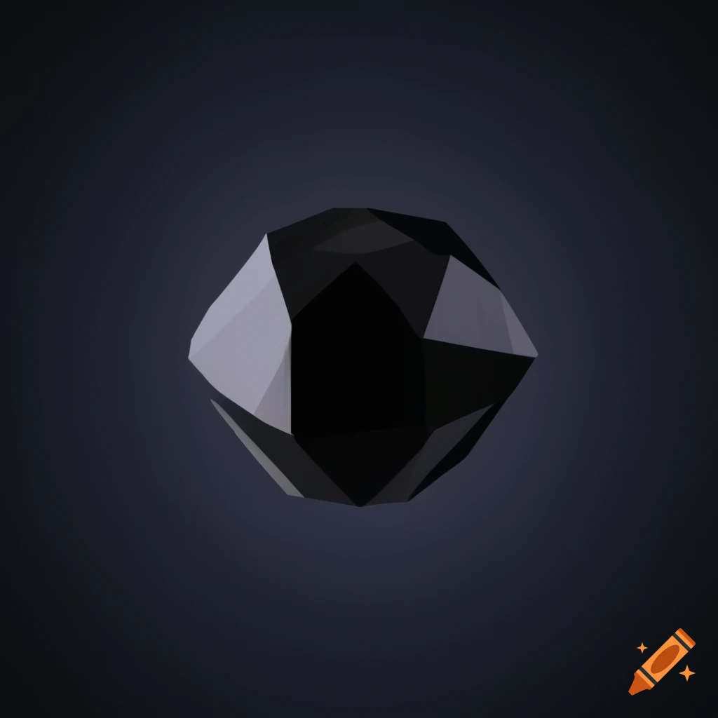 Low-poly 3D render of a black diamond on Craiyon