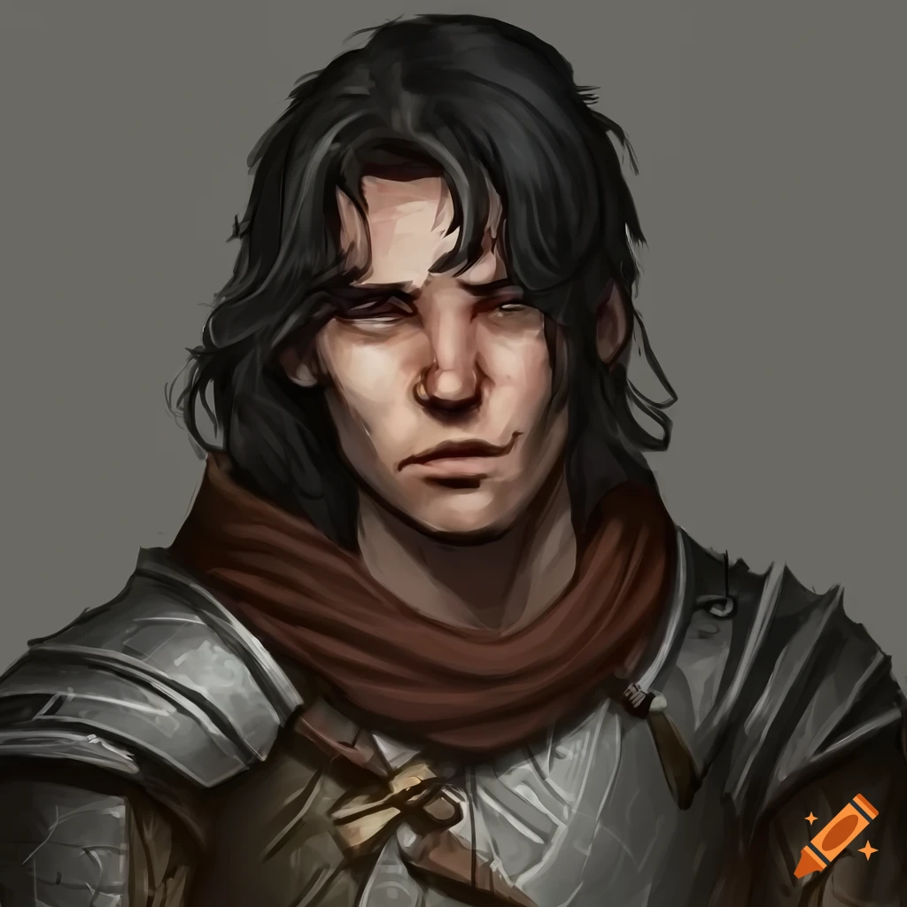 Male DND fighter with black hair and Eastern European features on Craiyon