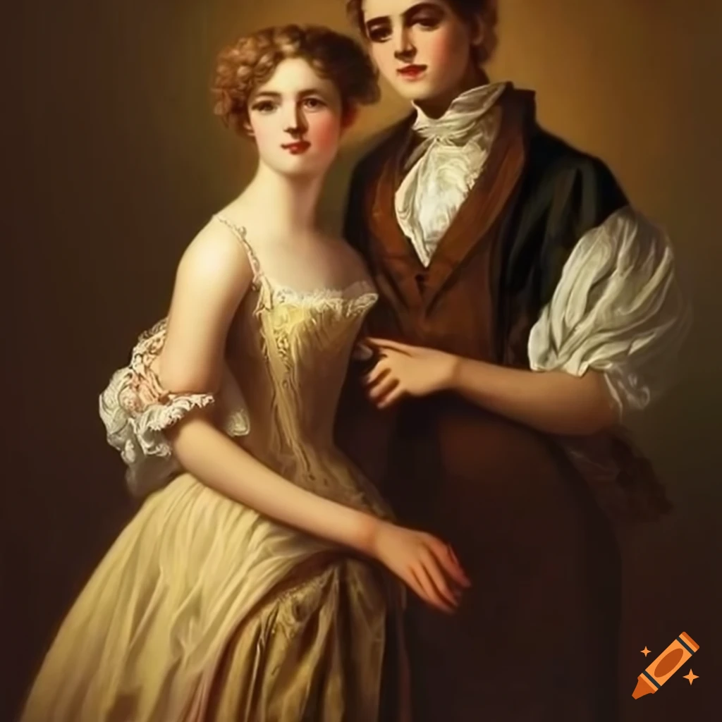 Romantic couple in victorian era painting style on Craiyon