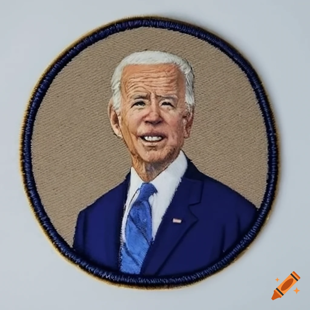 Embroidered patch featuring a detailed portrait of Joe Biden on Craiyon